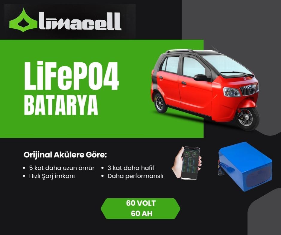 Yuki Tria Elektrikli Araba Bataryası 60 Volt 60 Ah Lifepo4 - 36,354.07 TL